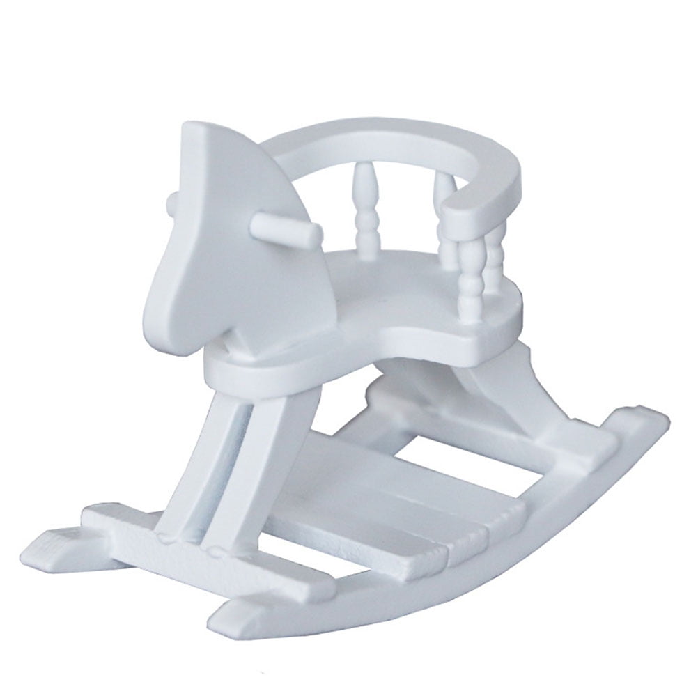Doll House Small Wooden Horse Mini Rocking Horse Model Mini Model Toy ...