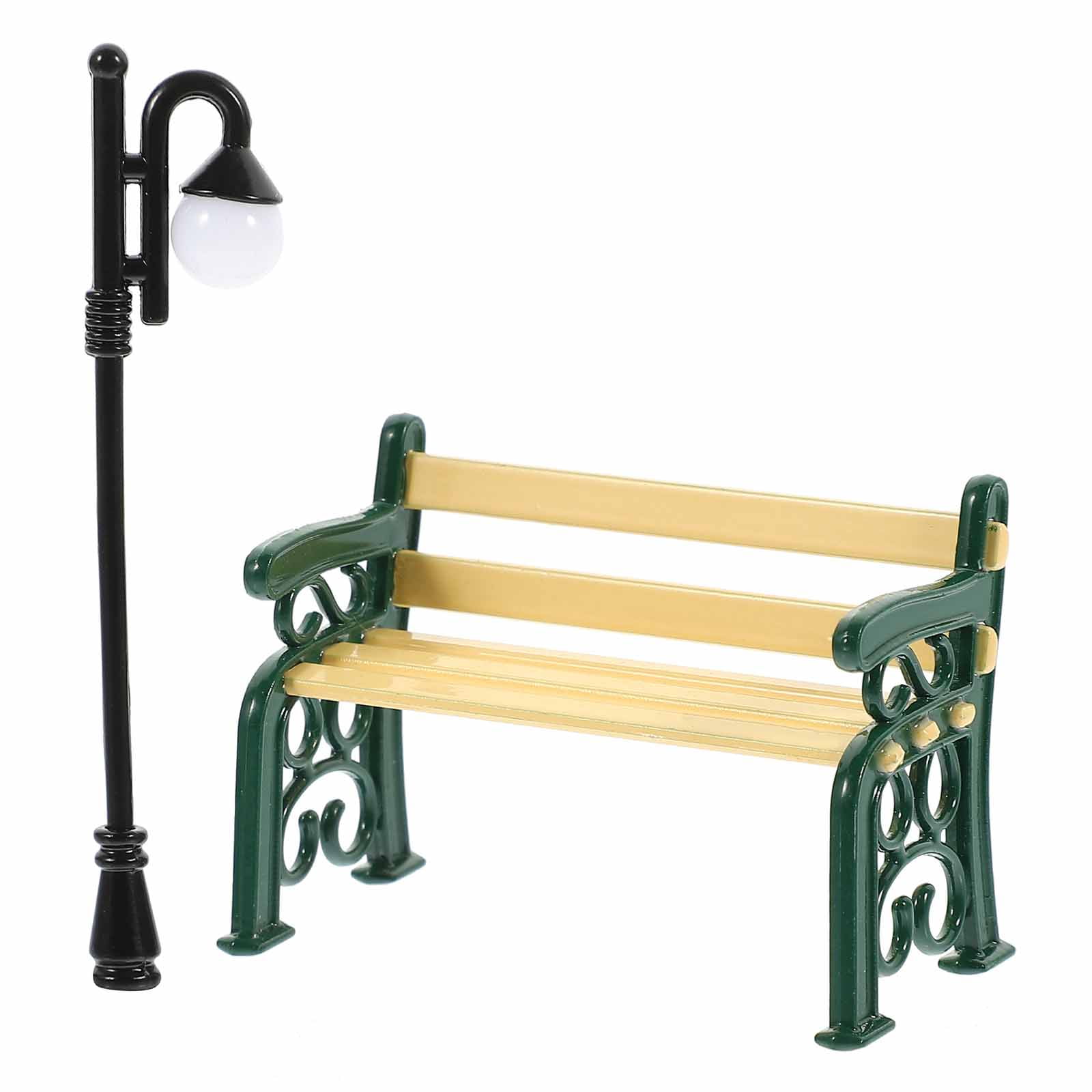 Doll House Street Light Mini Bench Railway Scenery Miniatures Models ...