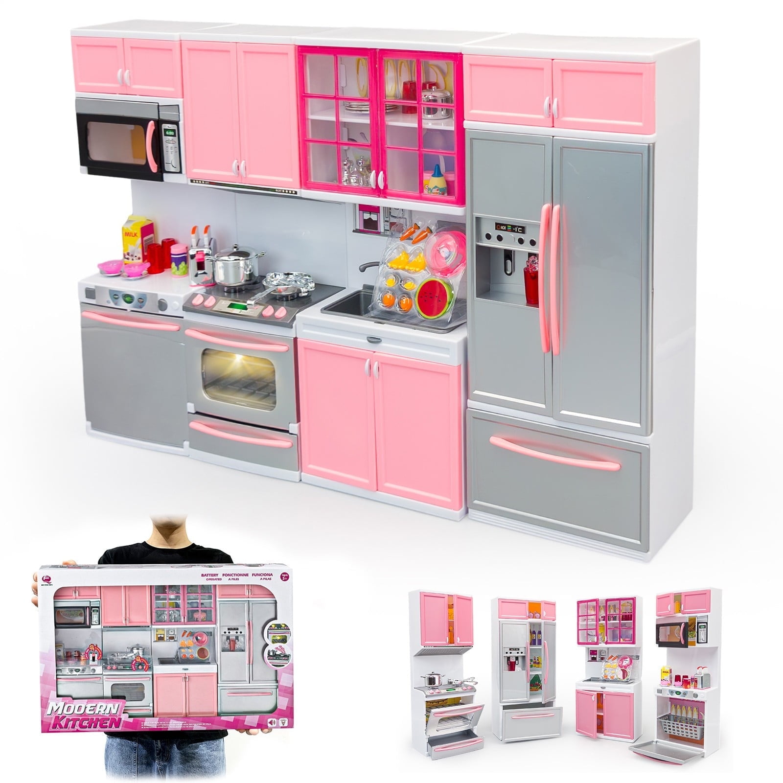 Doll Kitchen Play, Mini Modern Toys Kitchen Pretend Play Furnitures ...
