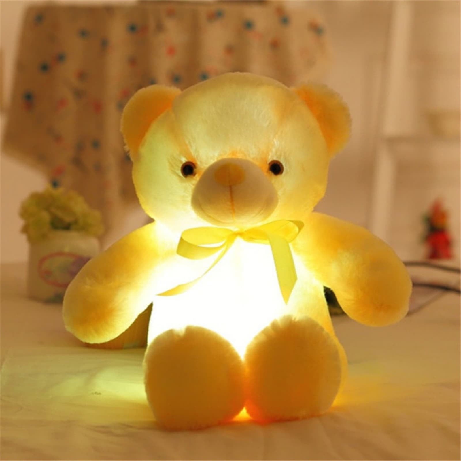 Doll LED Light-Up Teddy Bear Doll 7-Color Changing Glowing Plush Toy ...
