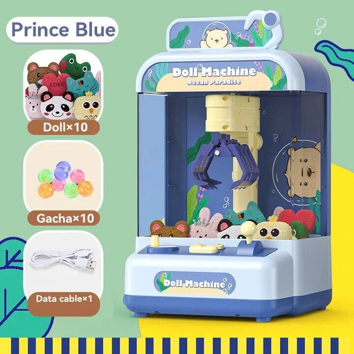 Doll Machine Toy for Kids Mini Cartoon Coin Operated Play Game Claw ...