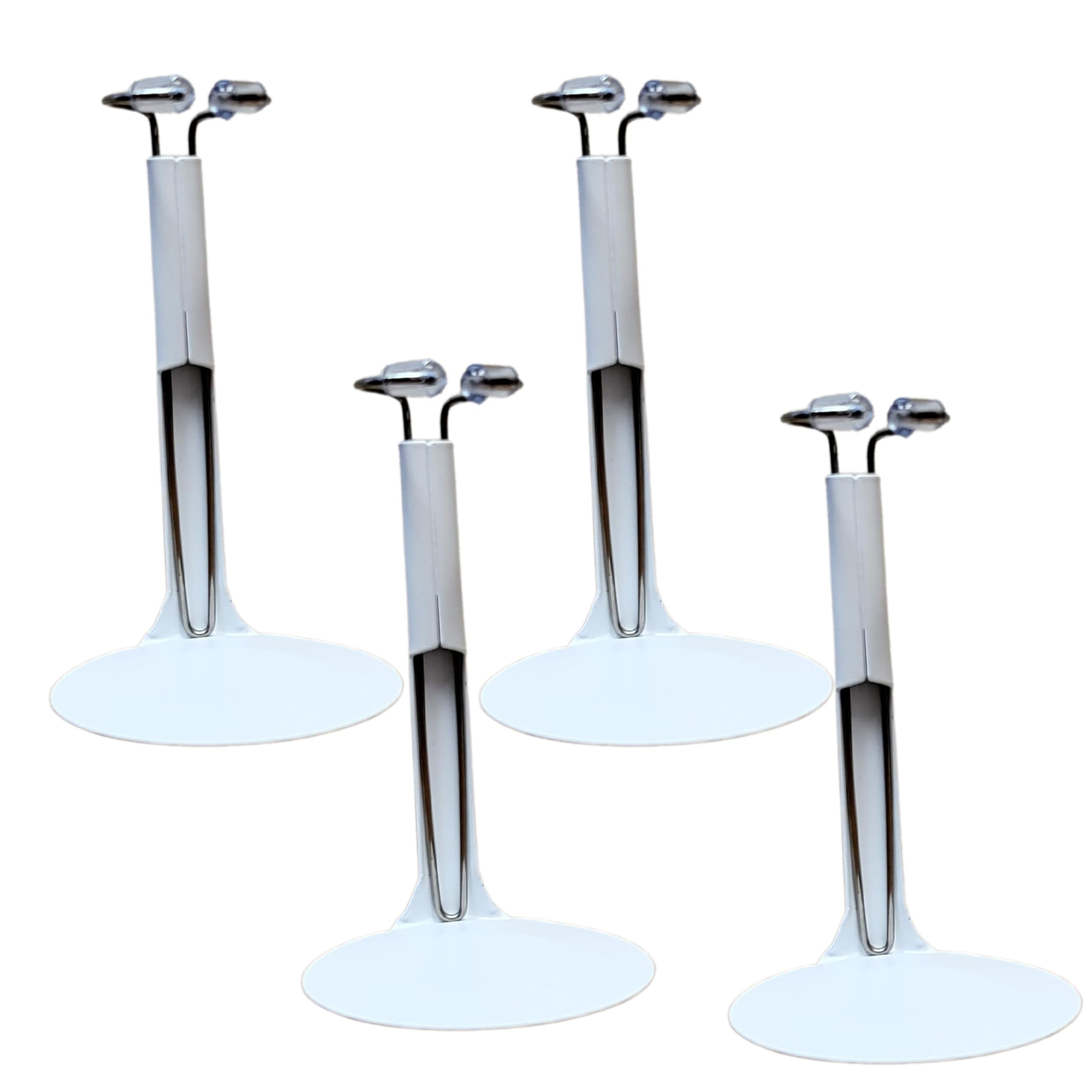 Doll Stands Set of 4 - White Metal and Adjustable Holders - Ideal for ...