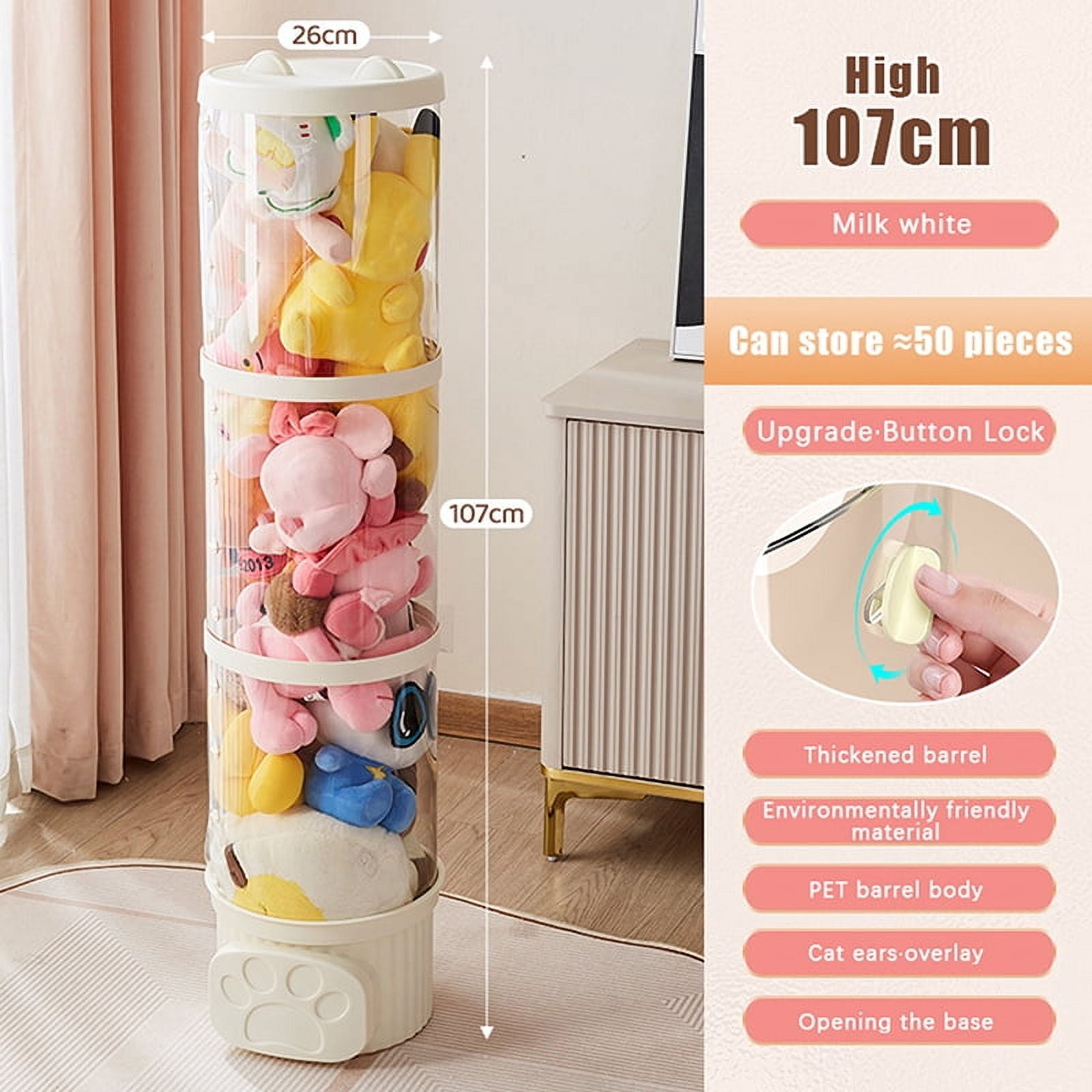 Doll Storage Box Transparent Bucket Moistureproof Stuffed Animal ...