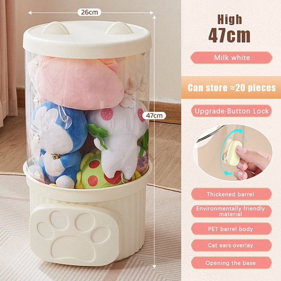 Doll Storage Box Transparent Bucket Moistureproof Stuffed Animal ...