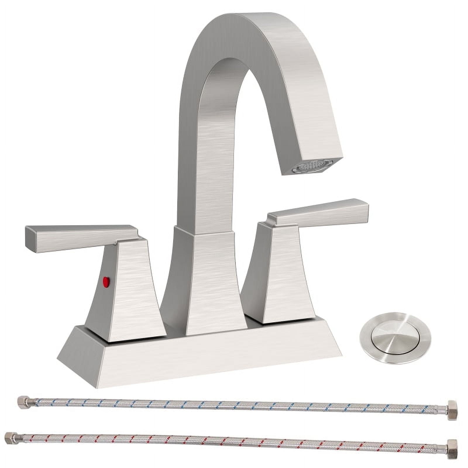 DollMay Brushed Nickel 4" Widespread Bathroom Faucet with Ceramic ...