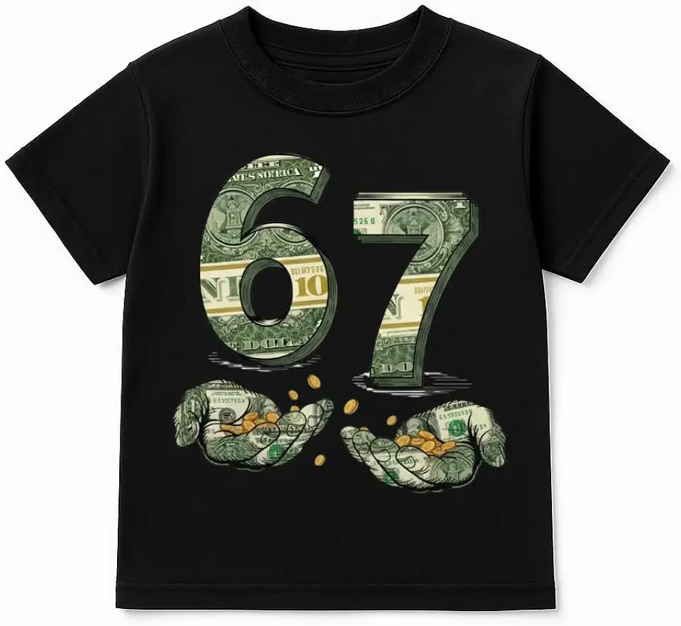 Dollar Bill 67 Number Graphic Hands Men Unisex Cotton T-Shirt - Walmart.com