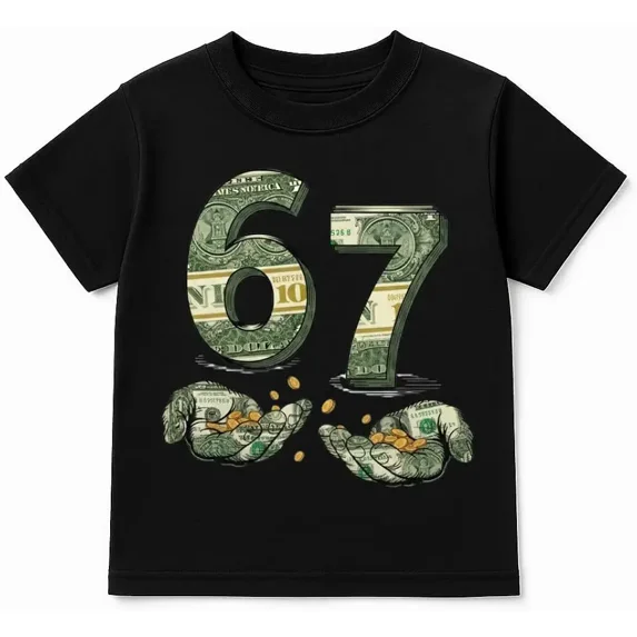 Dollar Bill 67 Number Graphic Hands Men Unisex Cotton T-Shirt - Walmart.com