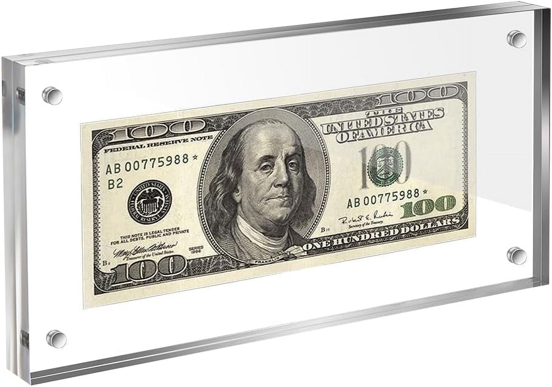 Dollar Bill Frame Display Self Standing Acrylic Currency Display Dollar ...