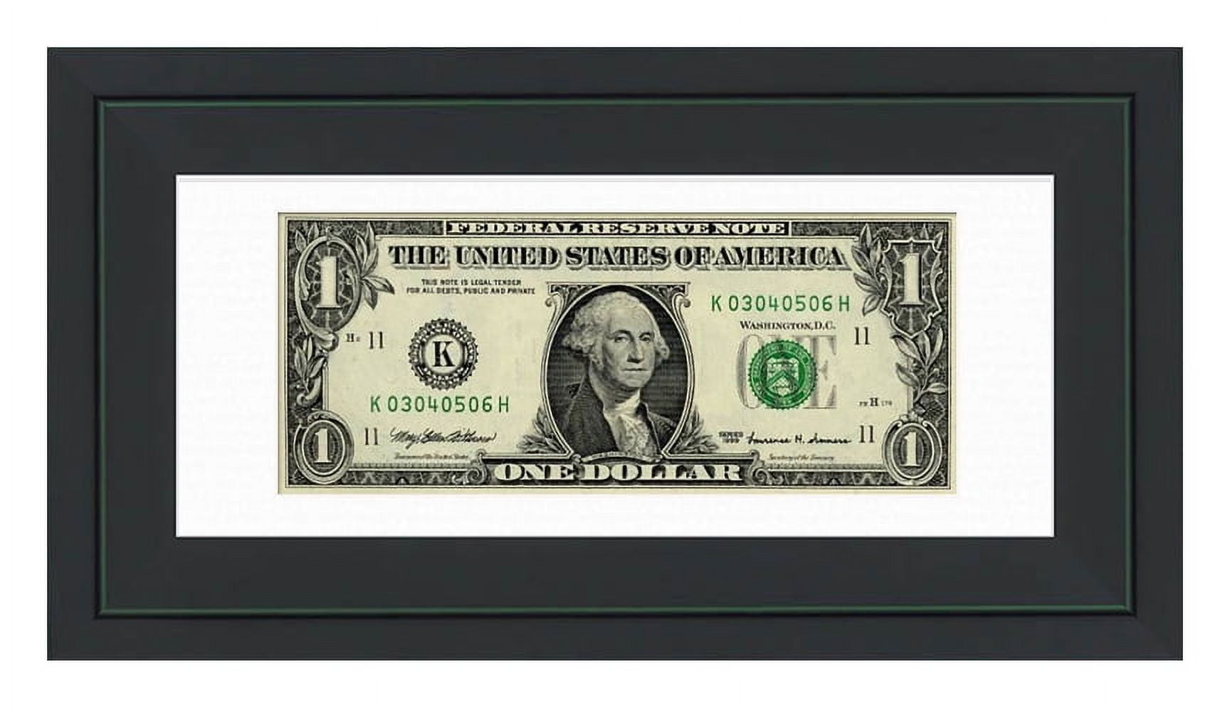 Dollar Bill Frame For Your First Dollar - Black with Green Pinstripe ...