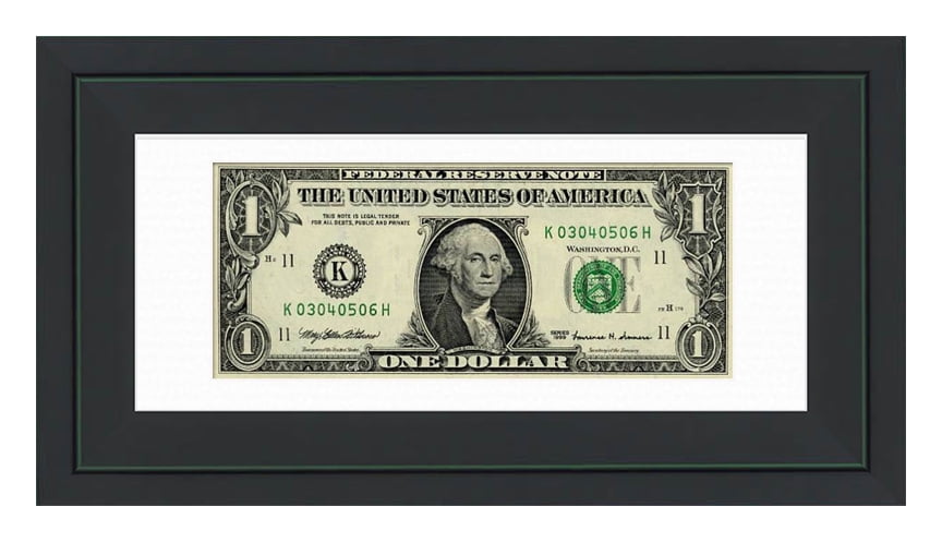Dollar Bill Frame For Your First Dollar - Black with Green Pinstripe ...
