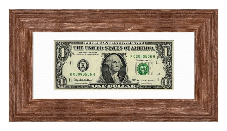 Dollar Bill Frame For Your First Dollar - Distressed Brown Shabby Chic ...