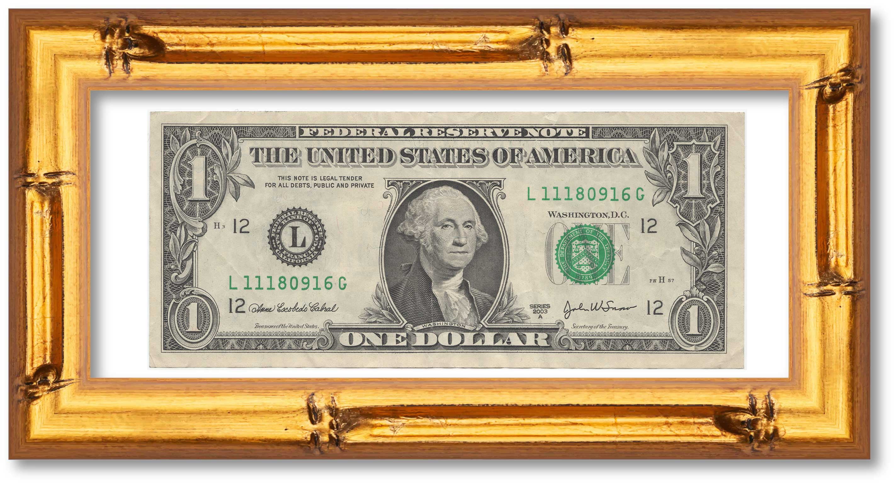 Dollar Bill Frame For Your First Dollar - Gold Bamboo Currency Frame ...