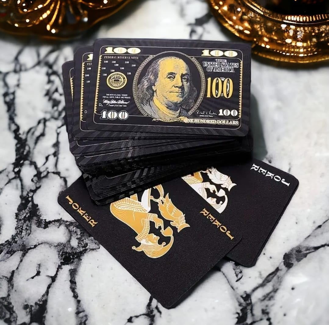 Dollar Black Gold Cards Deck, Waterproof Pvc Plastic Gold Playing Cards ...