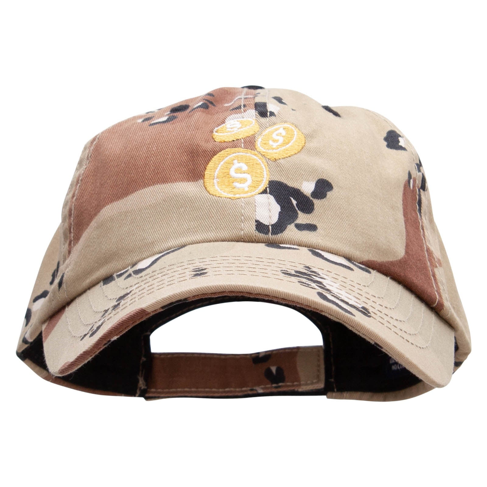 Dollar Coin Embroidered Enzyme Washed Camo Cap - Desert OSFM - Walmart.com