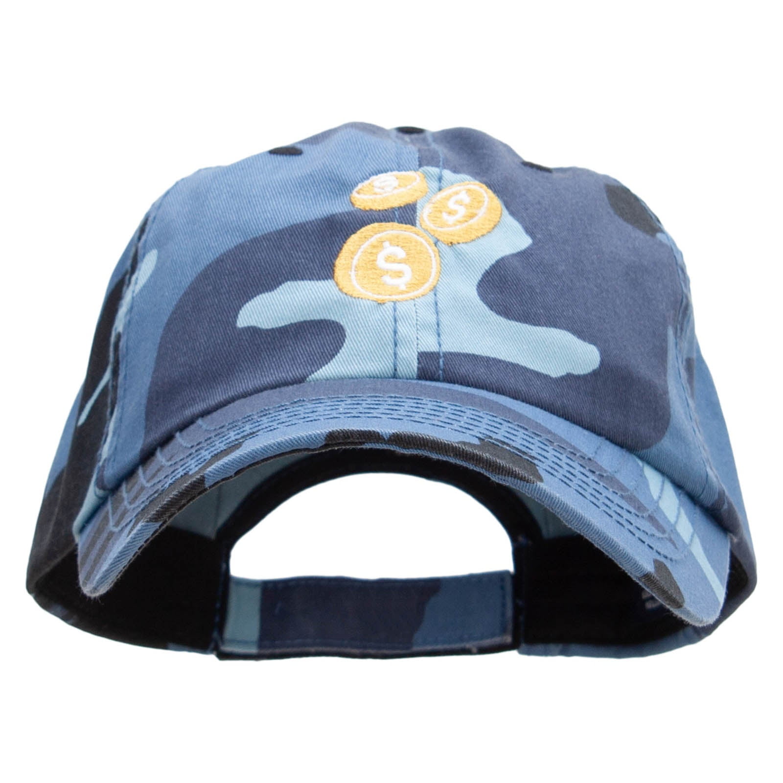Dollar Coin Embroidered Enzyme Washed Camo Cap - Sky OSFM - Walmart.com