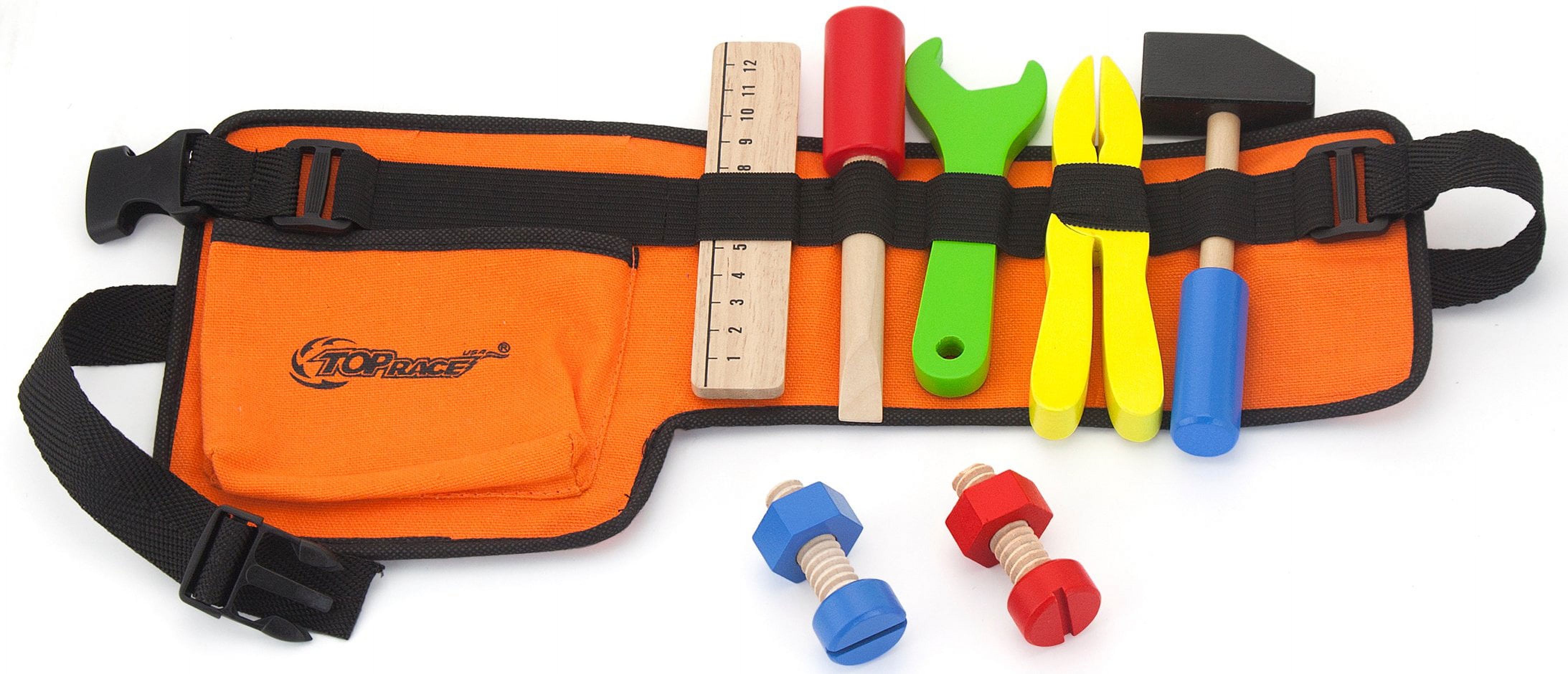 Top Race 10 Piece Tool Belt Set, Thick Fabric with Solid Wooden ...