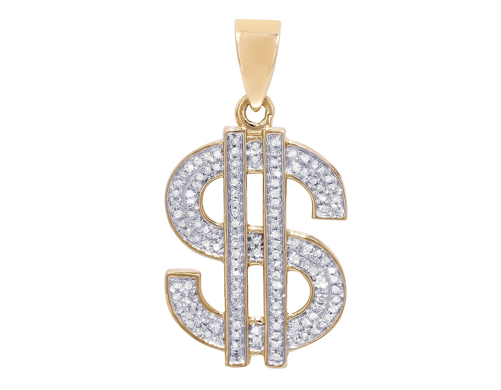 Dollar Sign "$" Diamond Pendant 10K Yellow Gold 0.4CT - Walmart.com