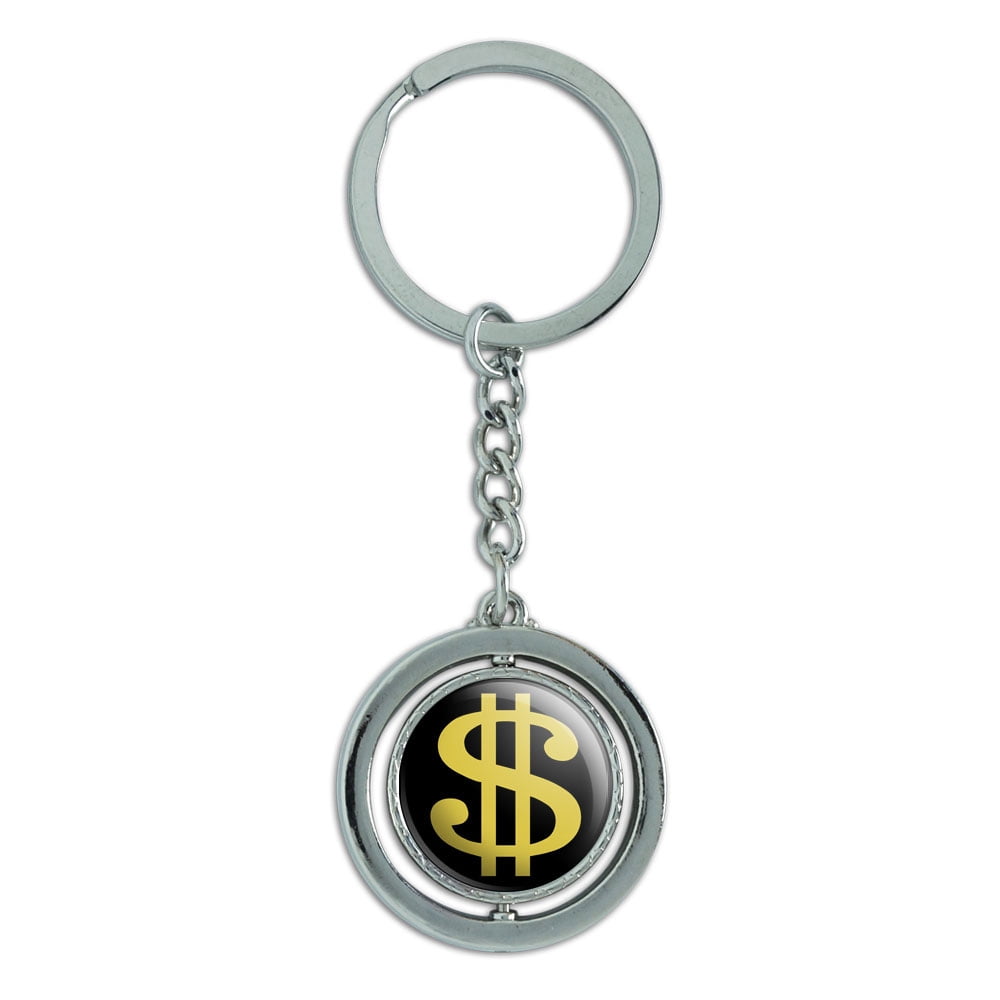 Dollar Sign Gold and Black Spinning Circle Metal Keychain - Walmart.com