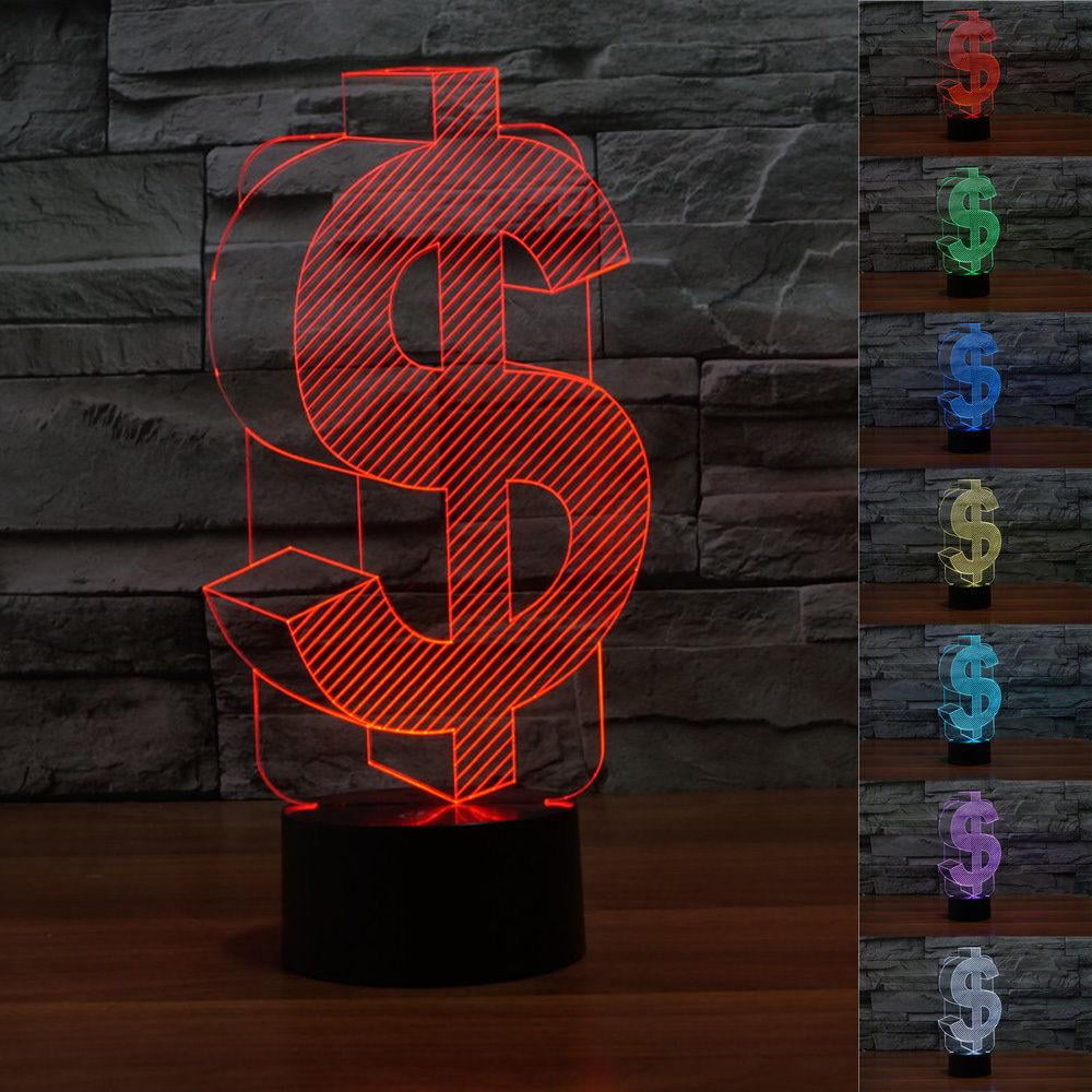 Dollar Sign Illusion LED Lamp, 3D Light Experience - Walmart.com