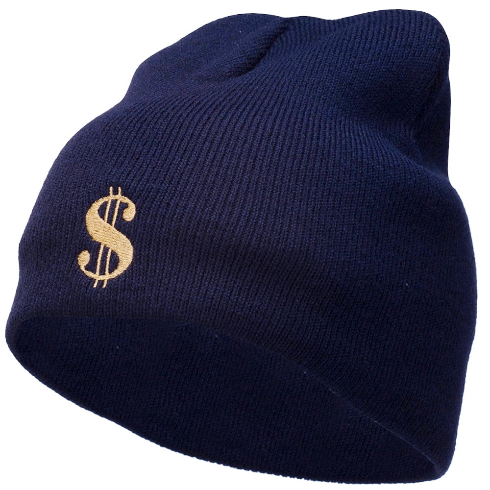 Dollar Sign Logo Embroidered Short Beanie - Navy OSFM - Walmart.com