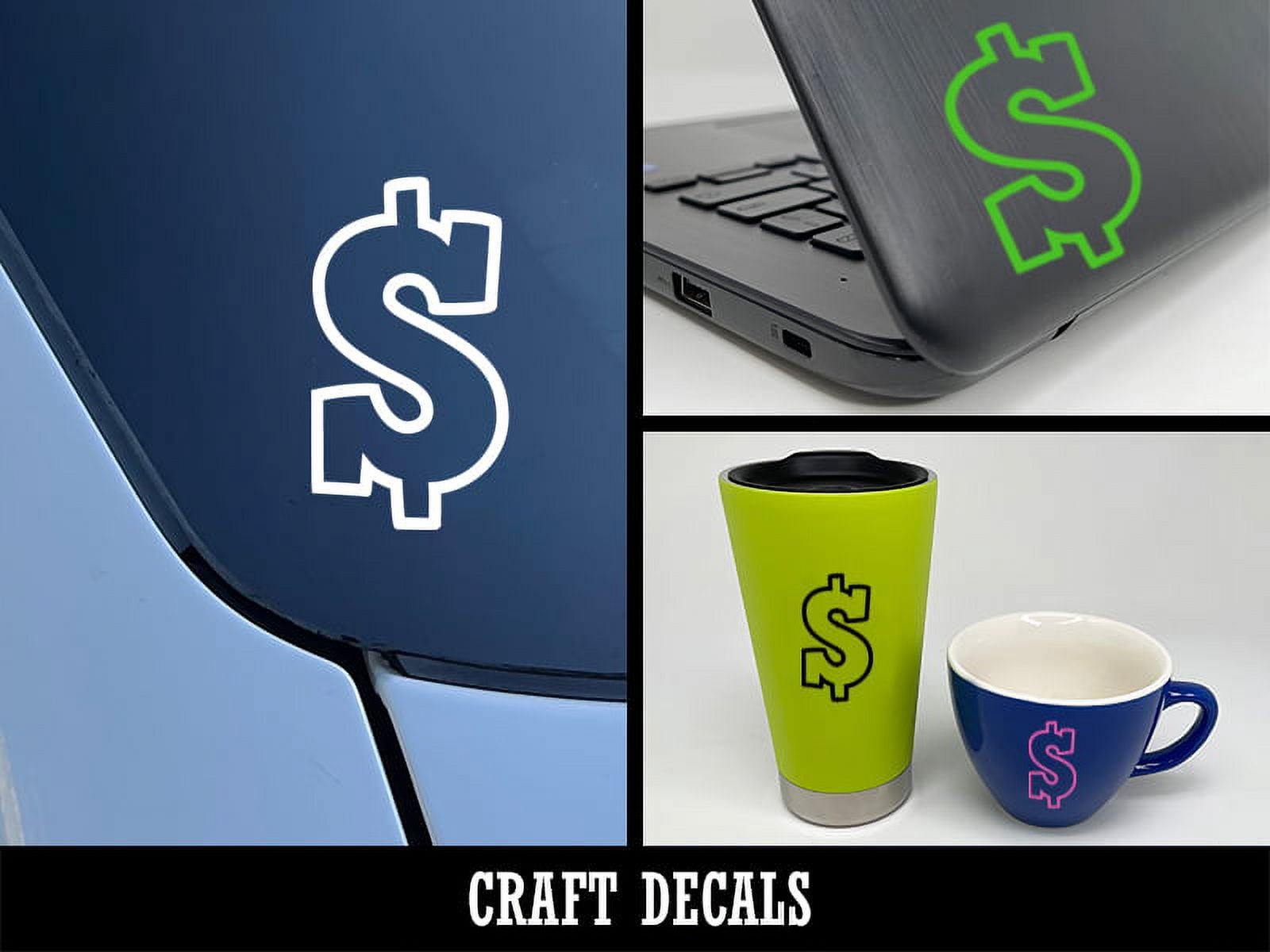 Dollar Sign Money Symbol Outline Craft Vinyl Indoor Outdoor Decal ...