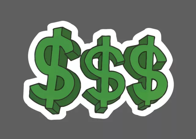 Dollar Signs Sticker Money Green Waterproof Sticker Phone Decal Water ...
