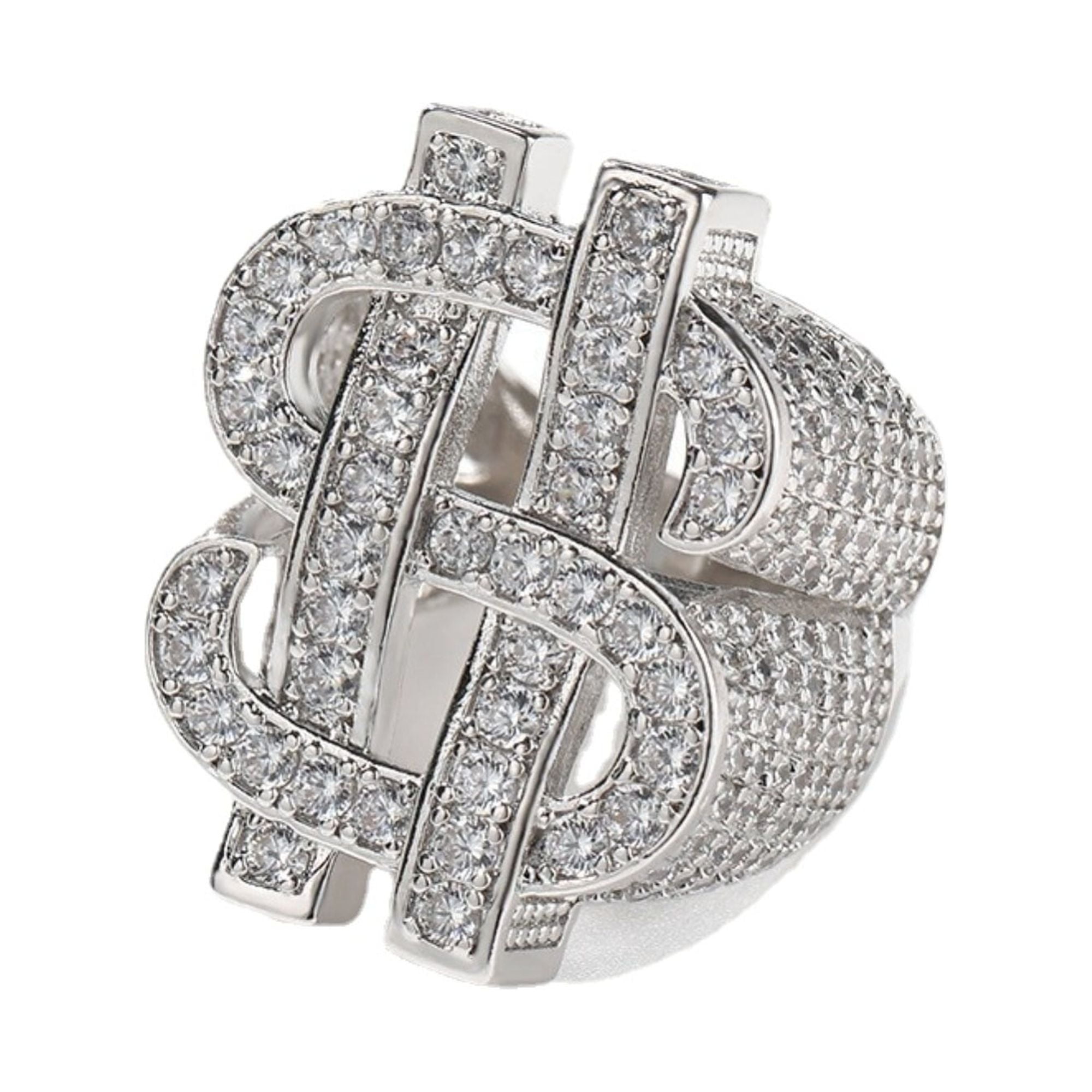 Dollar Symbol Rings for Men Luxury Shiny Rings Iced out Big Hip Hop ...