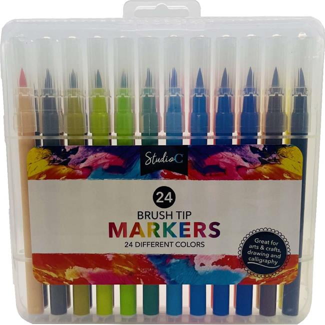 DollarDays 2375771 Assorted Color Brush Tip Markers - 24 Count - Case ...
