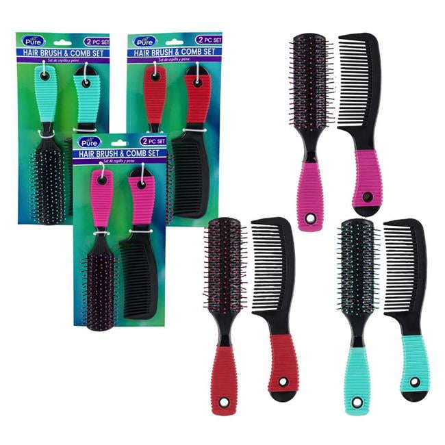 DollarDays 2387634 8.4 in. Hairbrush & Comb Sets, Assorted Color - Case ...