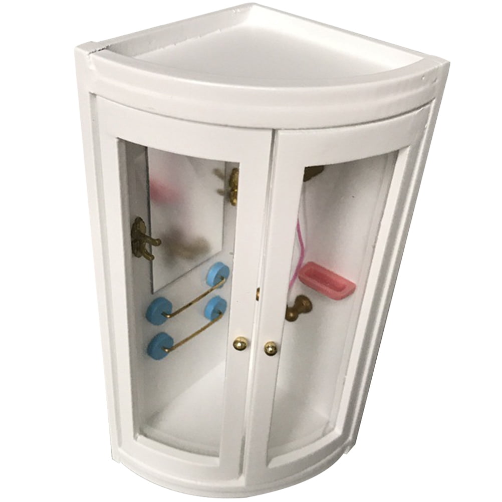 Dollhouse Bathroom Miniature Wooden Shower Furniture Playset Super ...