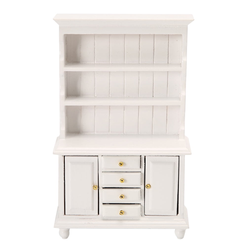 Dollhouse Bookshelf Miniature Cabinet Model Wooden Mini Bookcase ...