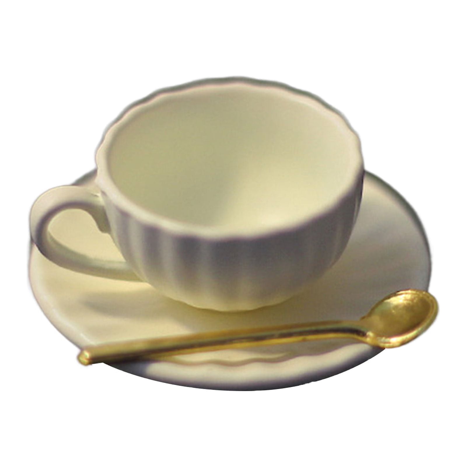 Dollhouse Coffee Cup Set - Realistic Alloy Miniature Teacup, Saucer ...