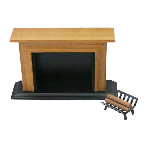 Dollhouse Decoration Accessories,1:12 Scale Miniature Wooden Fireplace ...