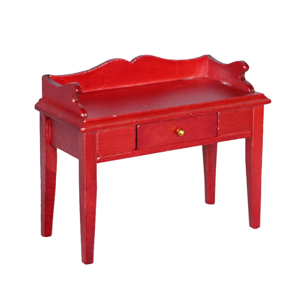 Dollhouse Desk Mini Writing Model Furniture for Kids Wooden Miniatures ...