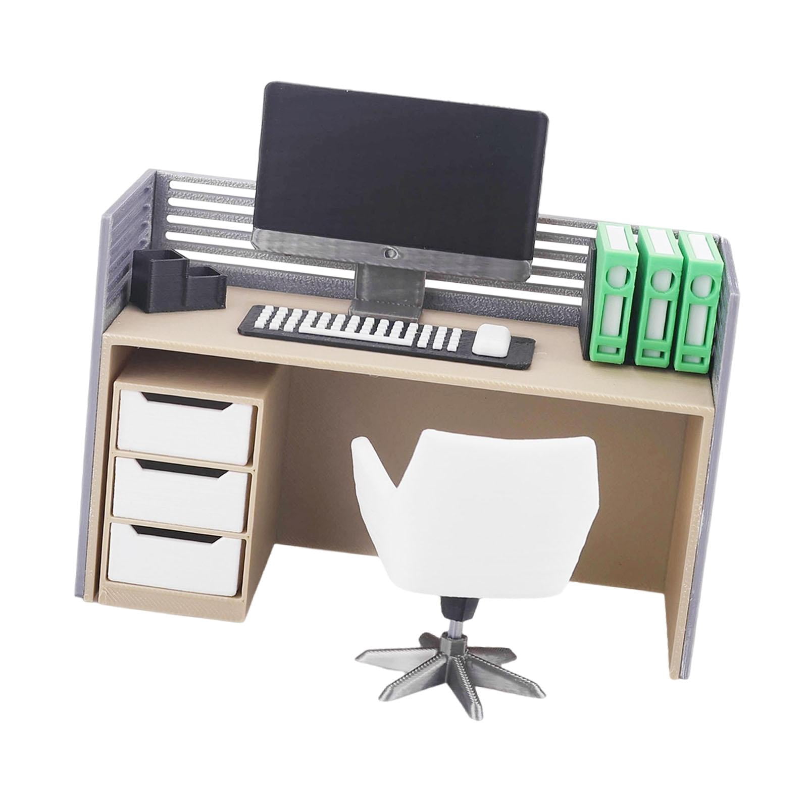 Dollhouse Desk Miniature Office Table Computer ABS Material for Mini ...