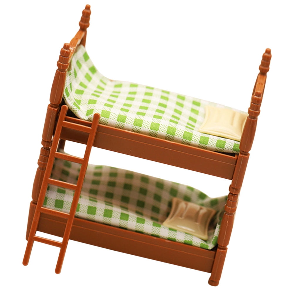 Dollhouse Double Bed Toy for Kids Miniature Bunk Model Toys Child ...