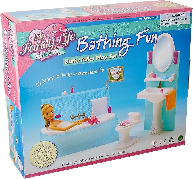 Dollhouse Furniture - Bathing Fun with Bath Tub and Toilet Playset ...