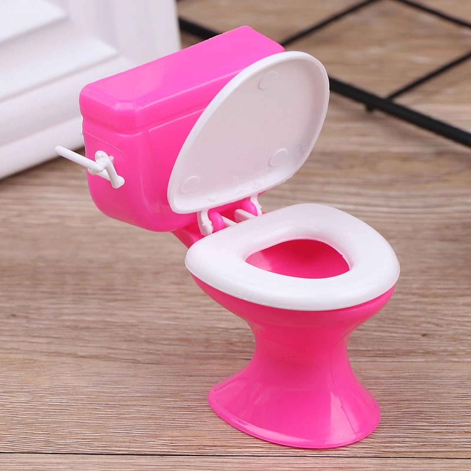 Dollhouse Furniture Bathroom Toilet Doll House Miniature Baby Pretend ...