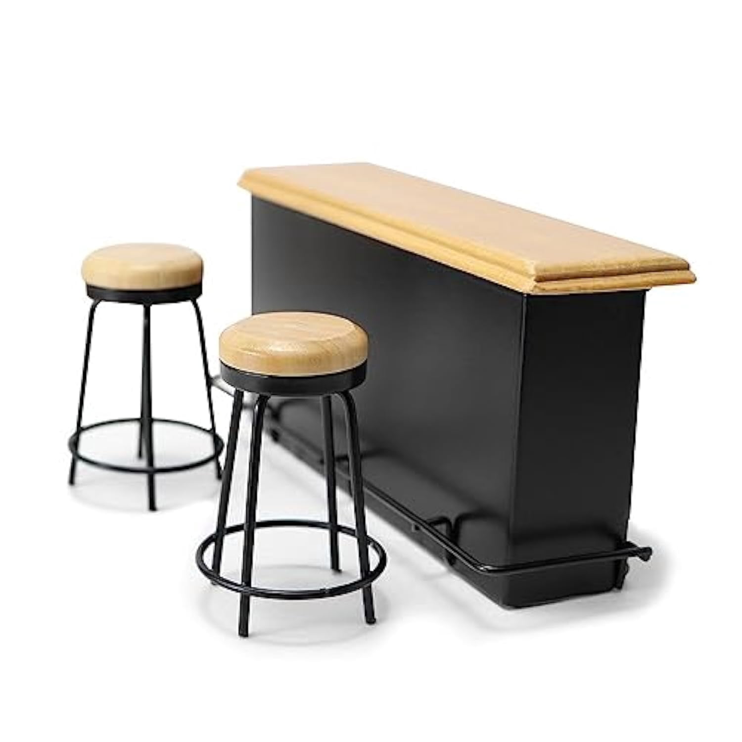Dollhouse Furniture Metal Bar Table & Chair with Wood Top Pub Set 1:12 ...