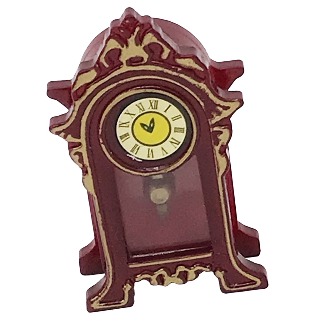 Dollhouse Jewelry Box Miniature Mantel Clock Decorations Wood Ornament ...