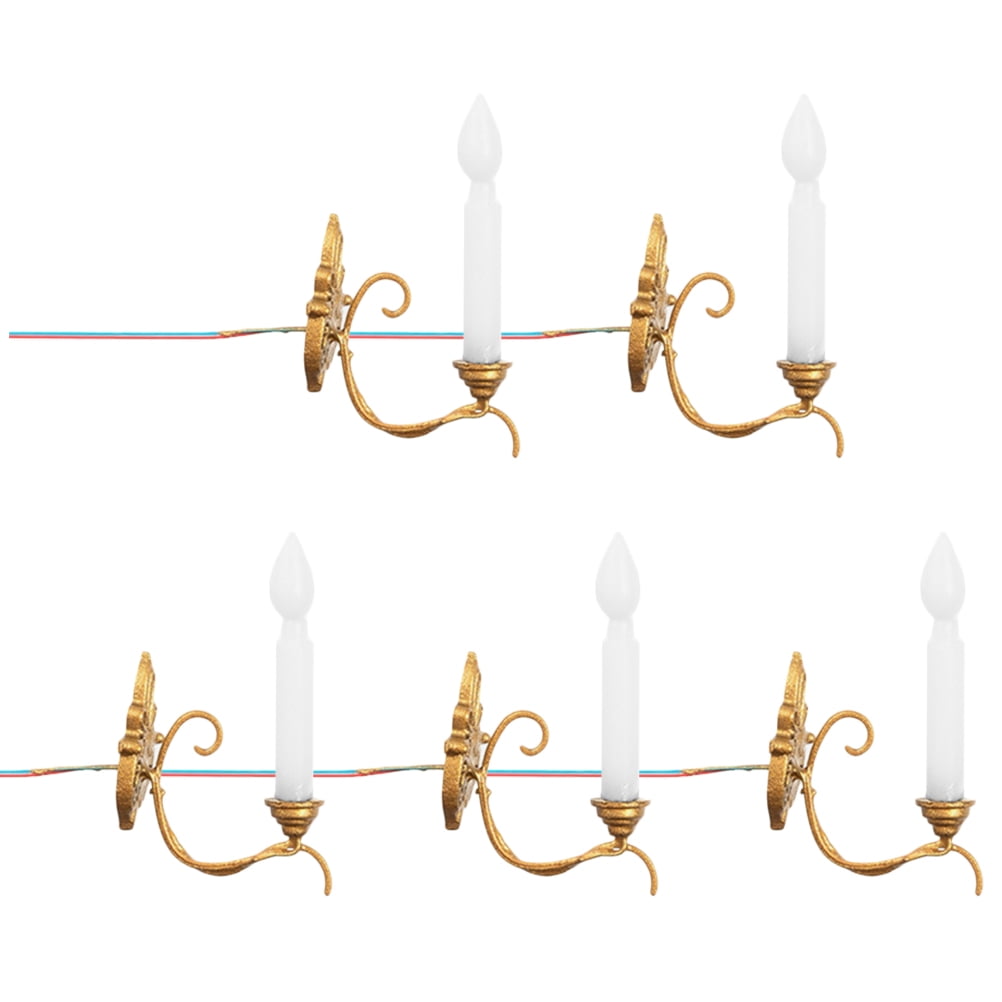 Dollhouse Mini LED Wall Sconces 5pcs 1:87 Scale Tiny Furniture Gold ...
