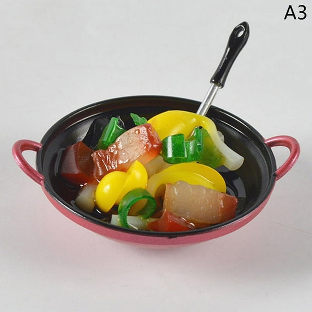 Dollhouse Miniature DIY Accessories Mini Metal Cooking Pot with Food ...