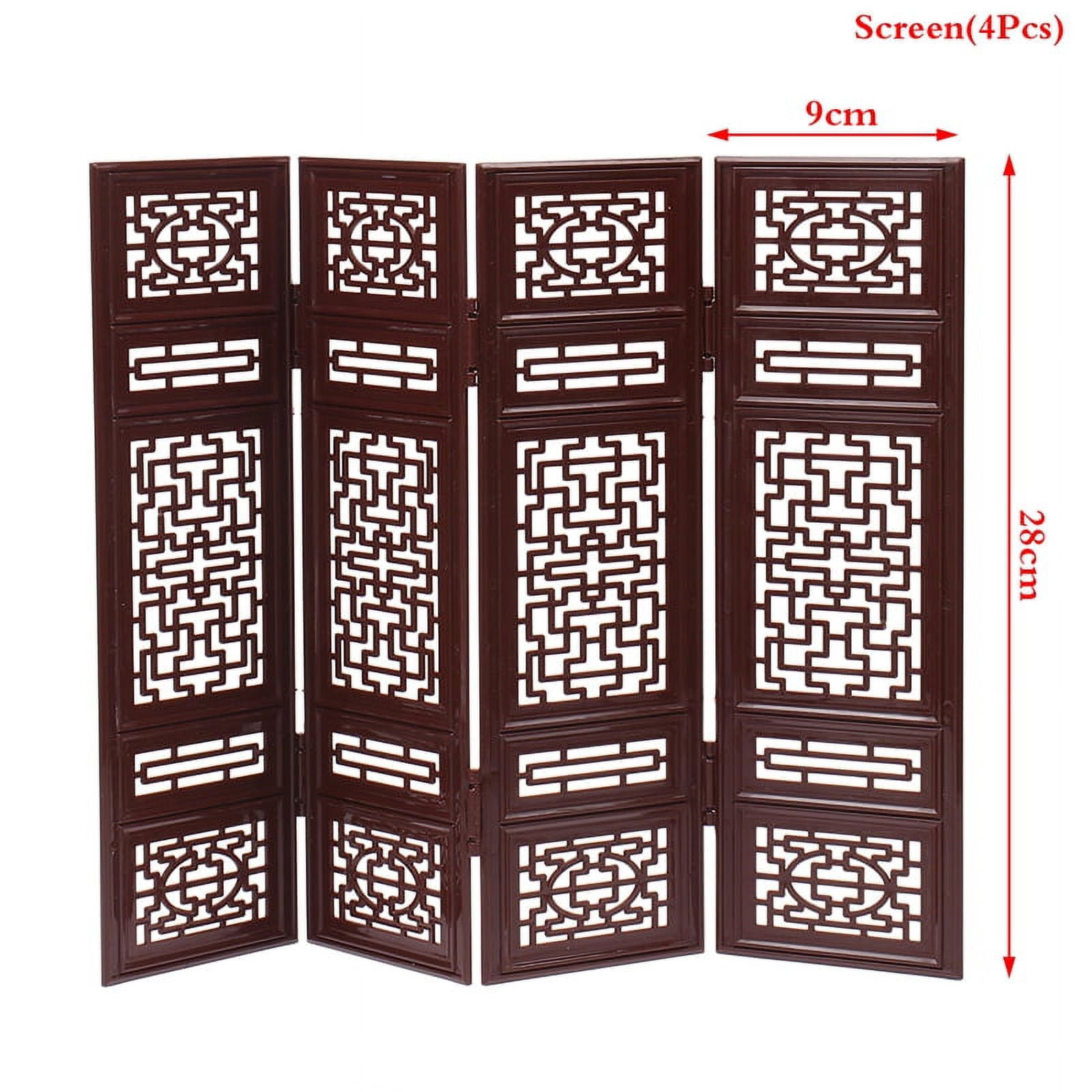 Dollhouse Miniature Folding Screen Flute Lute Guzheng Fan Life Scene ...