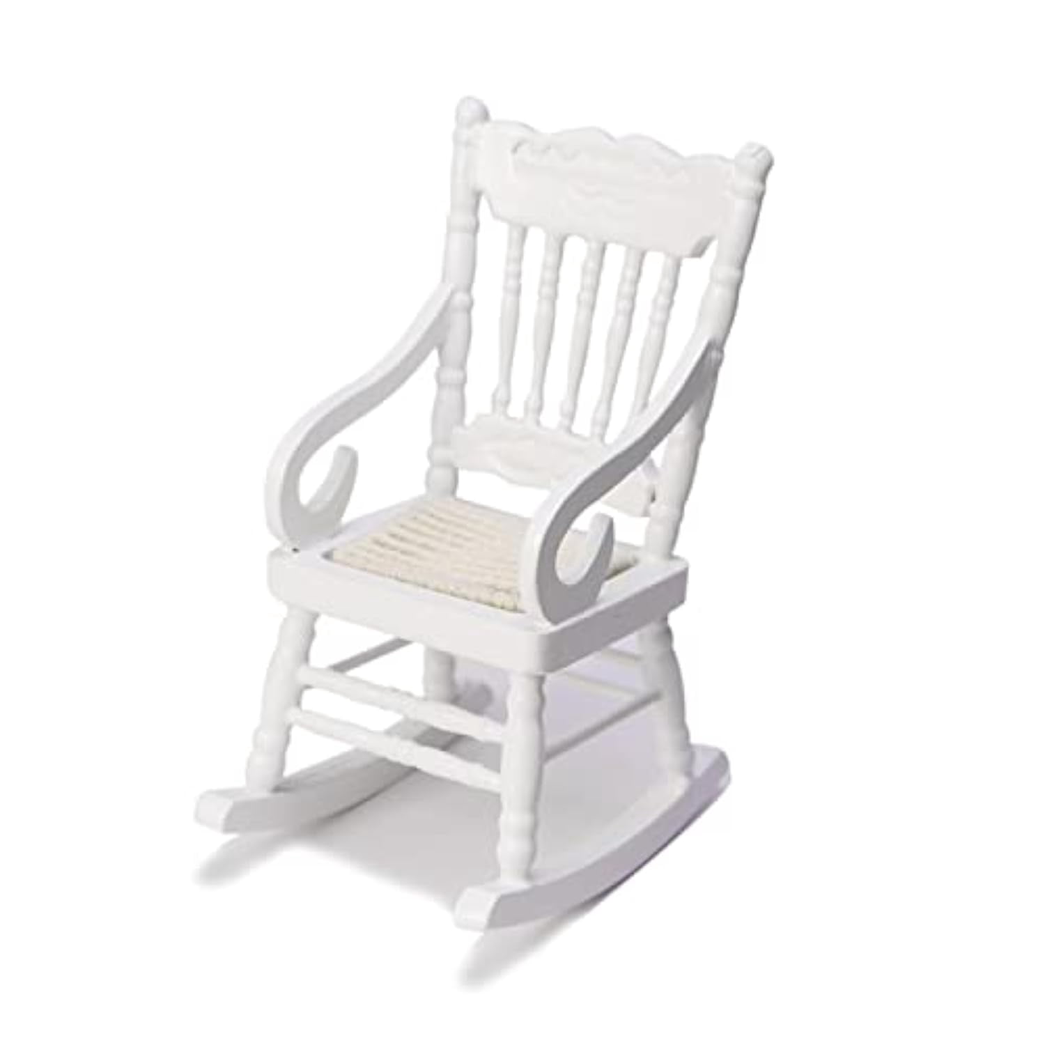 Dollhouse Miniature Rocking Chair 1:12 Scale Wooden Furniture ...