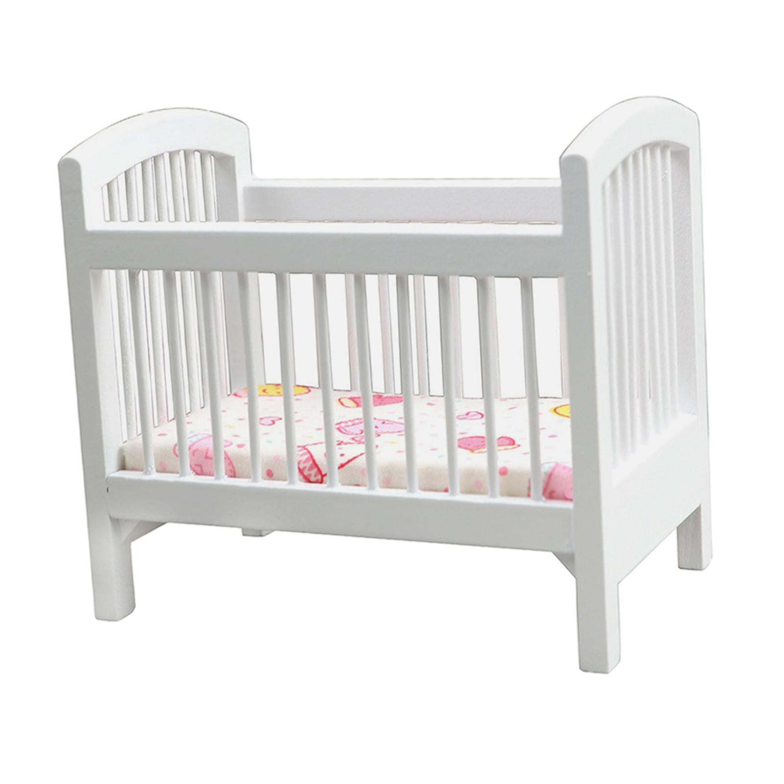 Dollhouse Miniature Wooden Crib Modern Cradle Furniture Simulation for ...