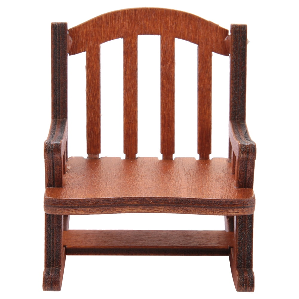 Dollhouse Miniature Wooden Rocking Chair Furniture for 1:12 Scale Dolls ...