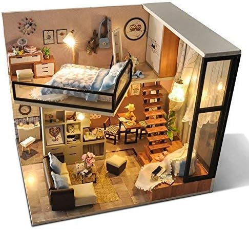 Dollhouse Miniatures with Furniture, DIY Dollhous Kit Home Model with ...
