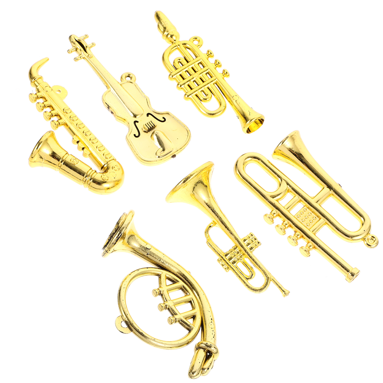 Raindrops Mini Musical Instruments Golden Plastic 6Pcs 3.0x1.1x0.2In ...