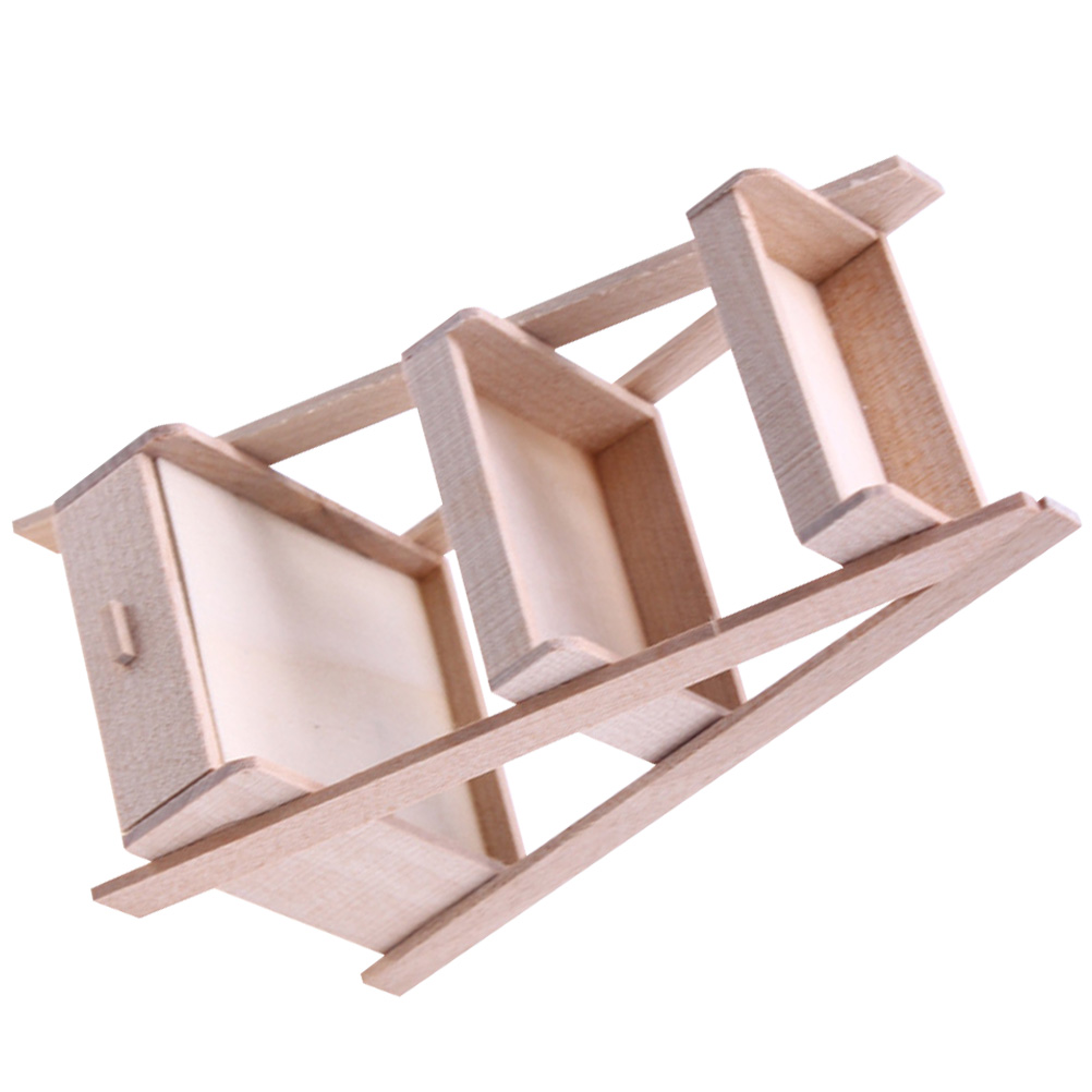 Dollhouse Toys Small Wooden Stand Mini Plant Storage Rack Decor Models ...