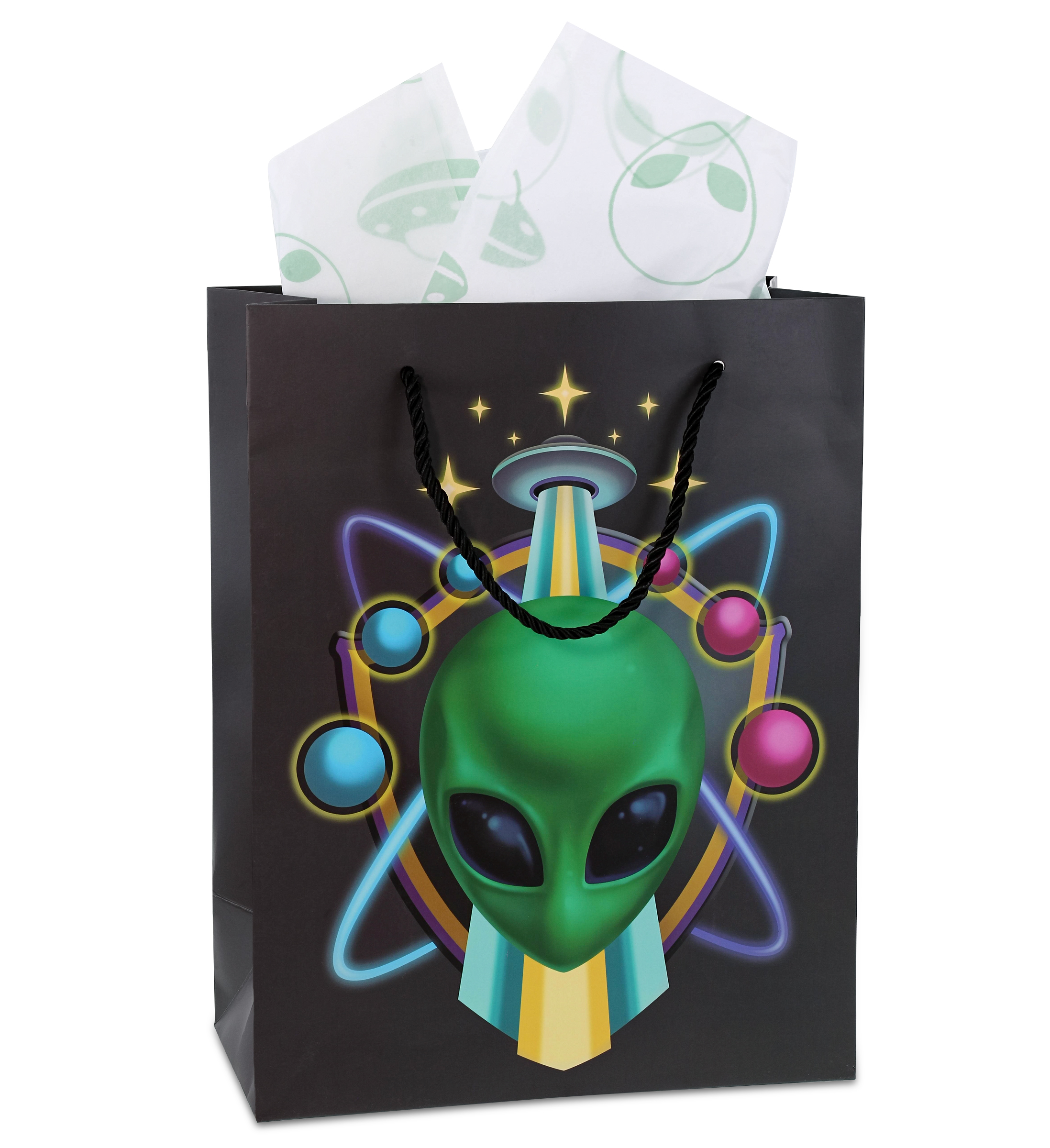 DolliBu Alien Large Gift Bags with Tissue Paper, 12 Pc Set - Space ...